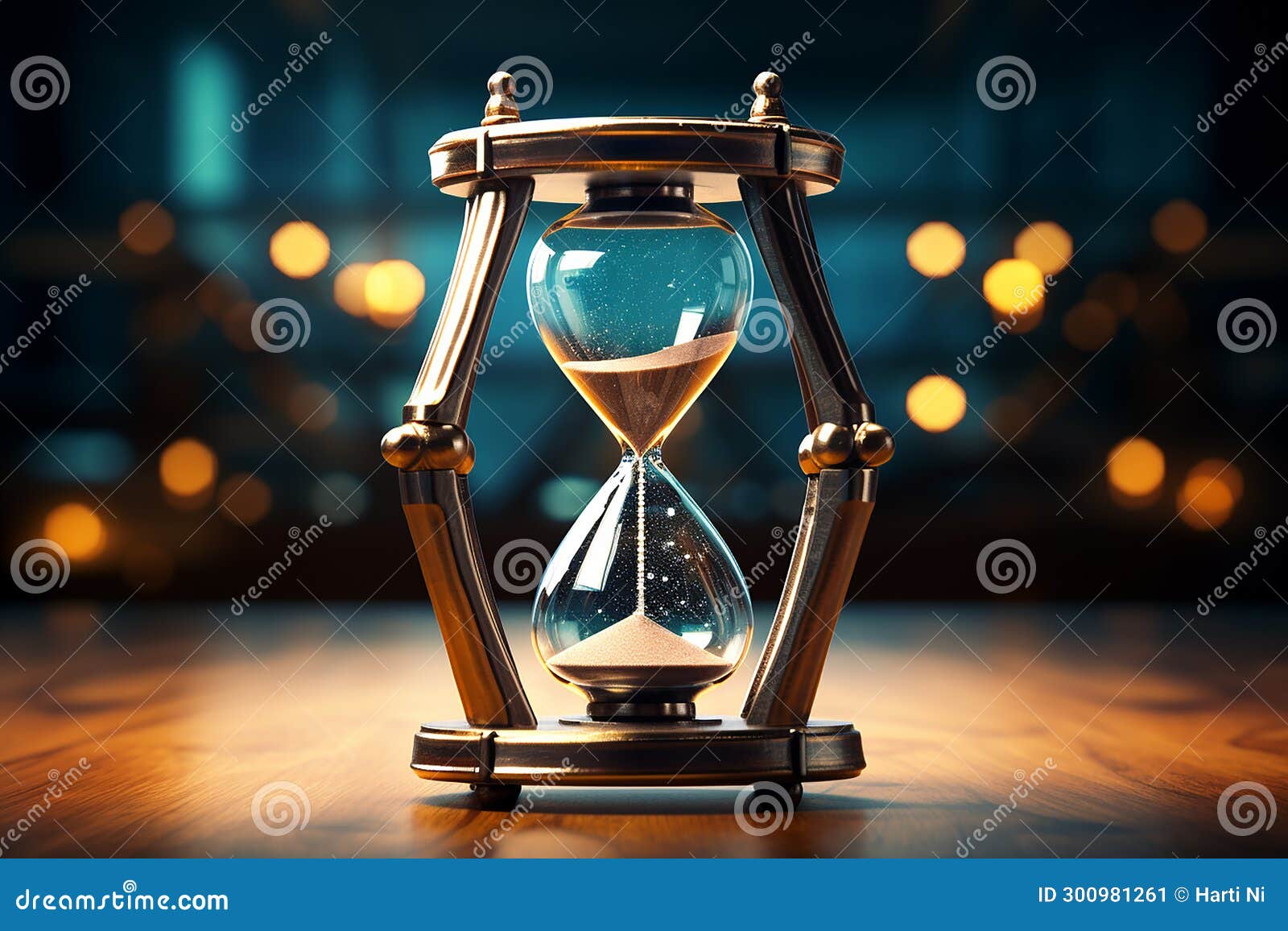 Generative AI Image of Magical Hourglass for Counting Time on Bokeh ...