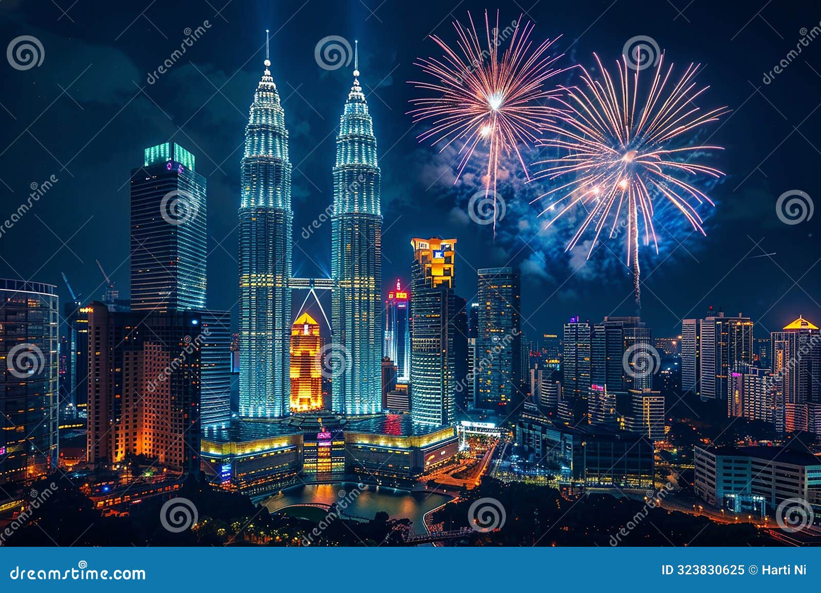 Generative AI Image of Malaysia Independence Day in Twin Tower with ...