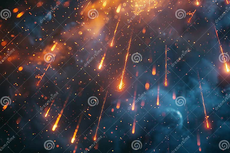 Generative AI Image of Meteor Rain Falls from the Sky with Dust in ...