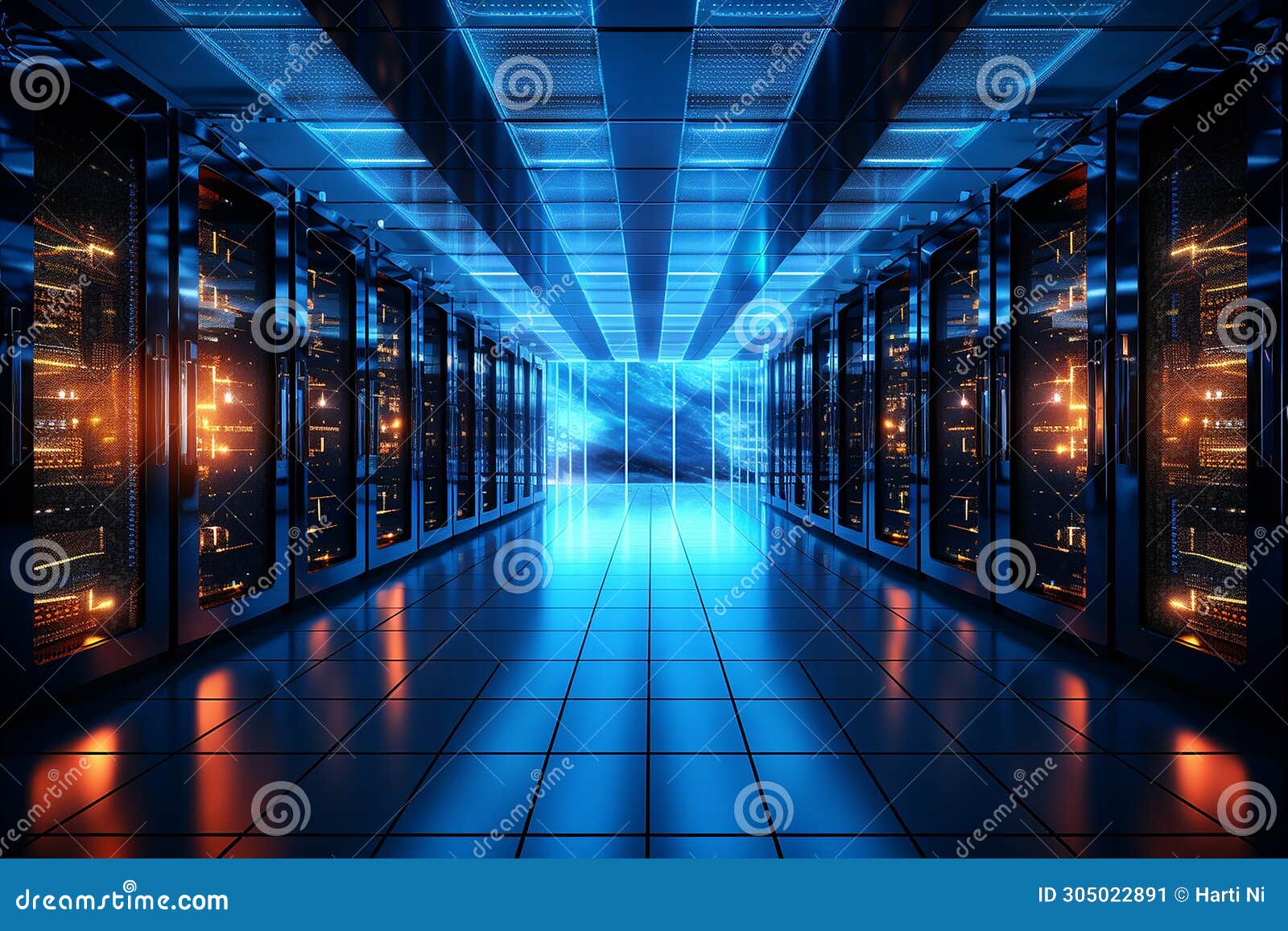 Generative AI Image of Modern Data Center with Server Racks in ...