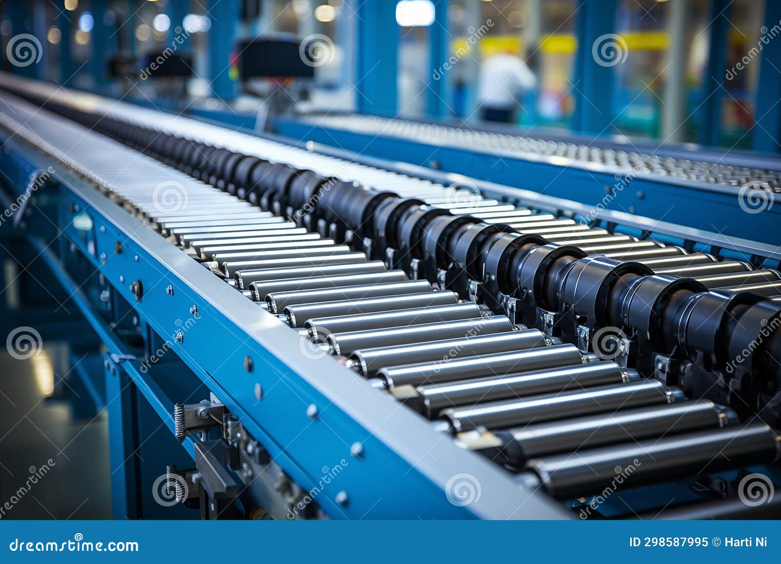 Generative AI Image of Modern Roller Conveyor System in Factory Stock ...