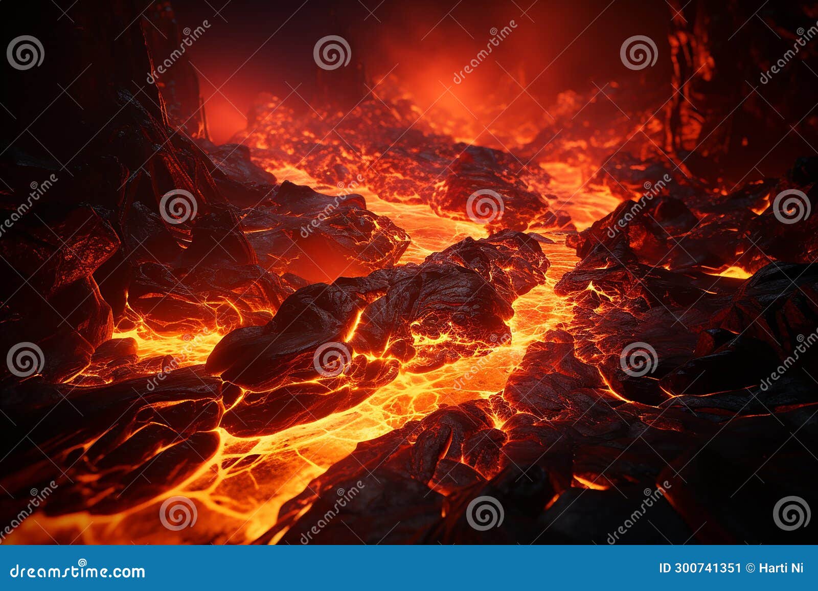 Generative AI Image of Molten Hot Fire Lava in the Volcano Stock ...