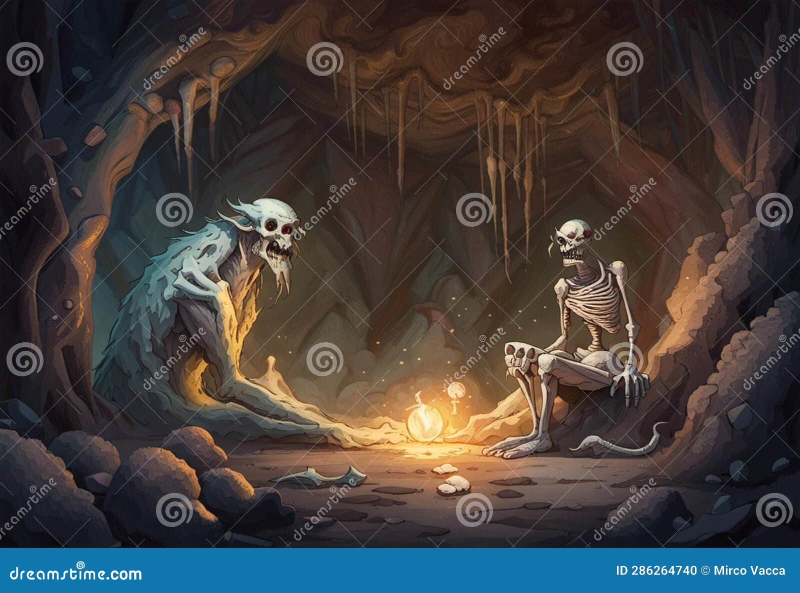 Generative AI Image of a Monster Skeleton Inside a Cave Stock ...