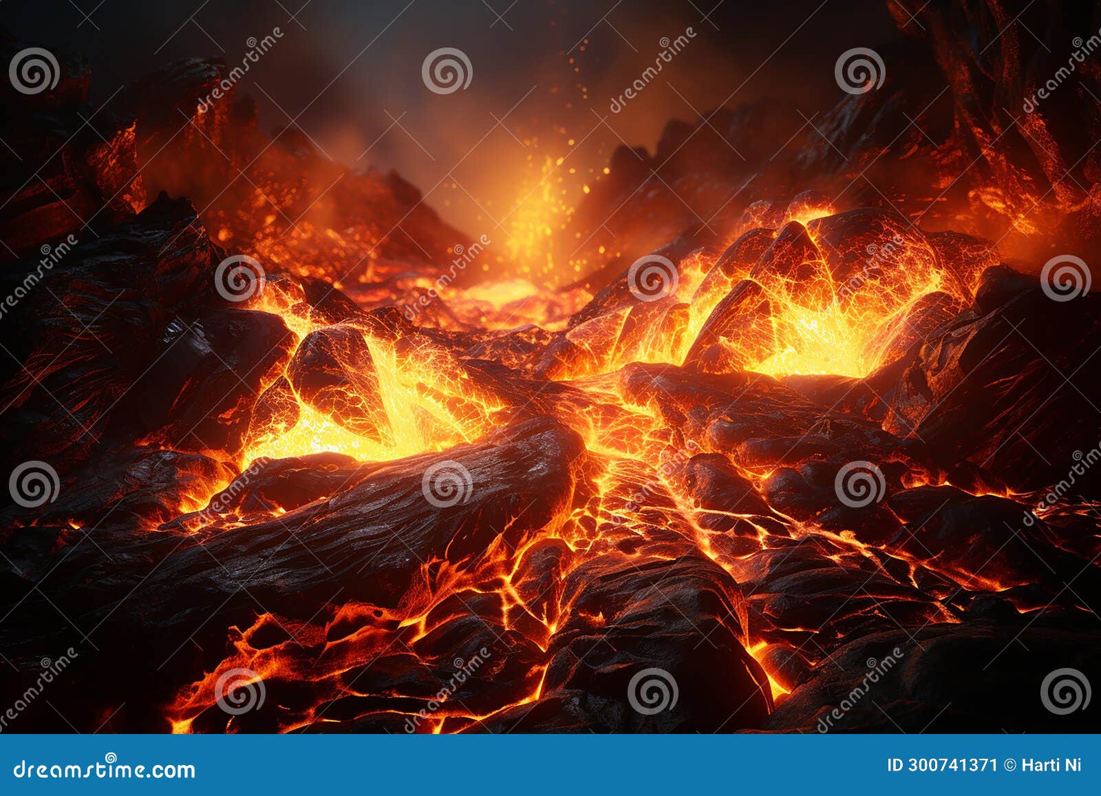 Generative AI Image of Orange Hot Fire Lava in the Volcano Stock ...