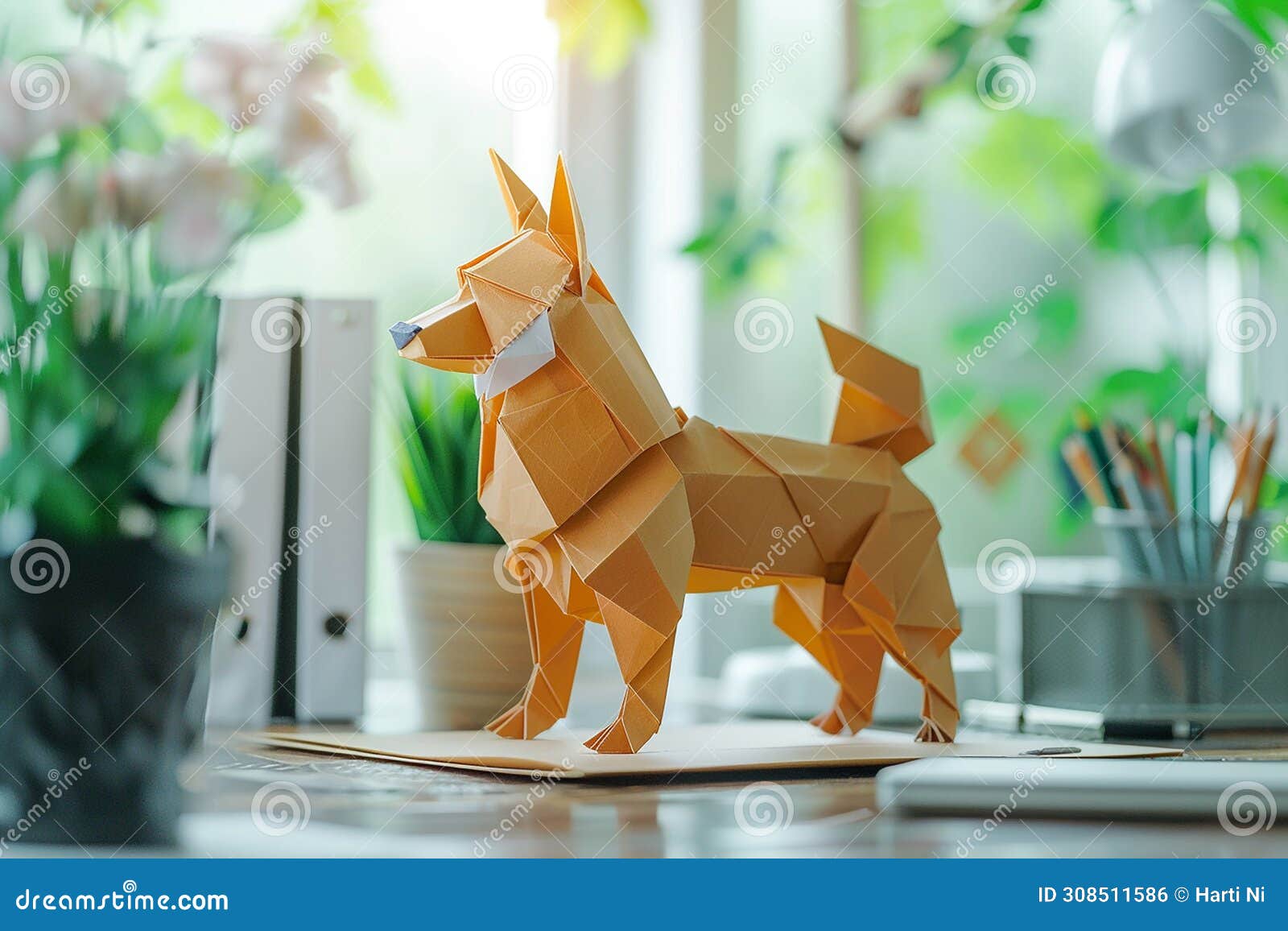 Generative AI Image of Origami Creative Handcraft of Cute Dog on the ...