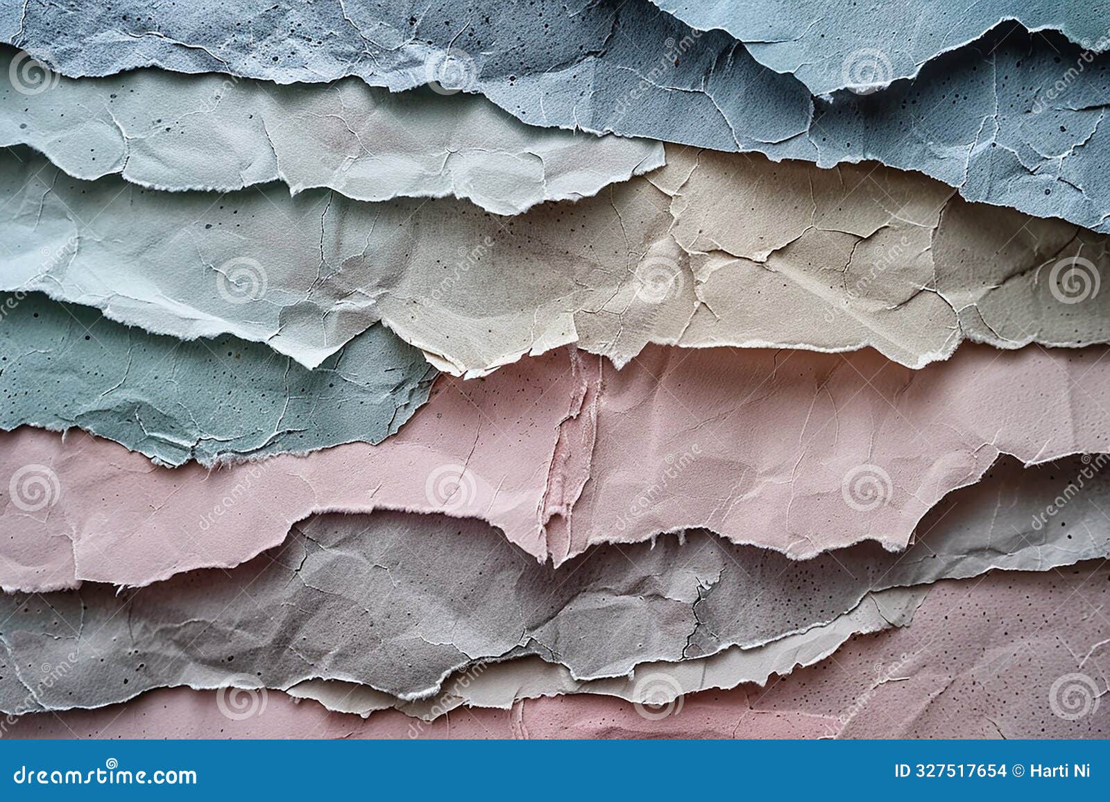 Generative AI Image Of Pastel Layered Crumpled Torn Paper And Pattern ...