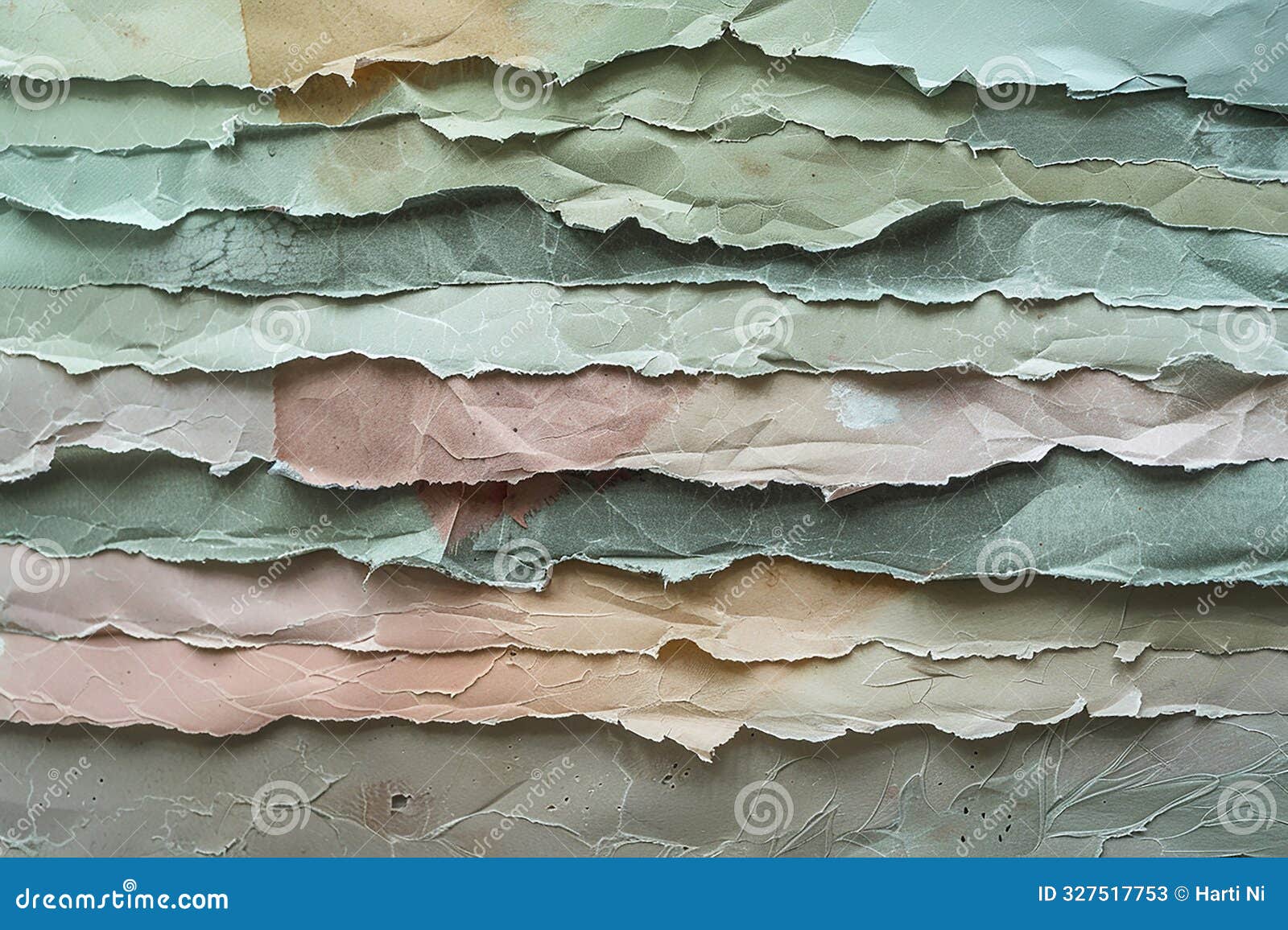 Generative AI Image of Pastel Layered Crumpled Torn Paper and Pattern ...