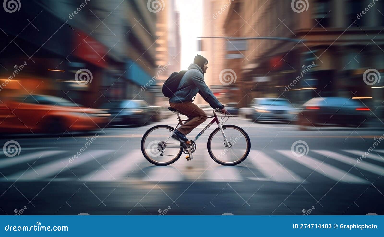 Generative Ai Image of a Person Riding a Bicycle in an Urban City Stock ...