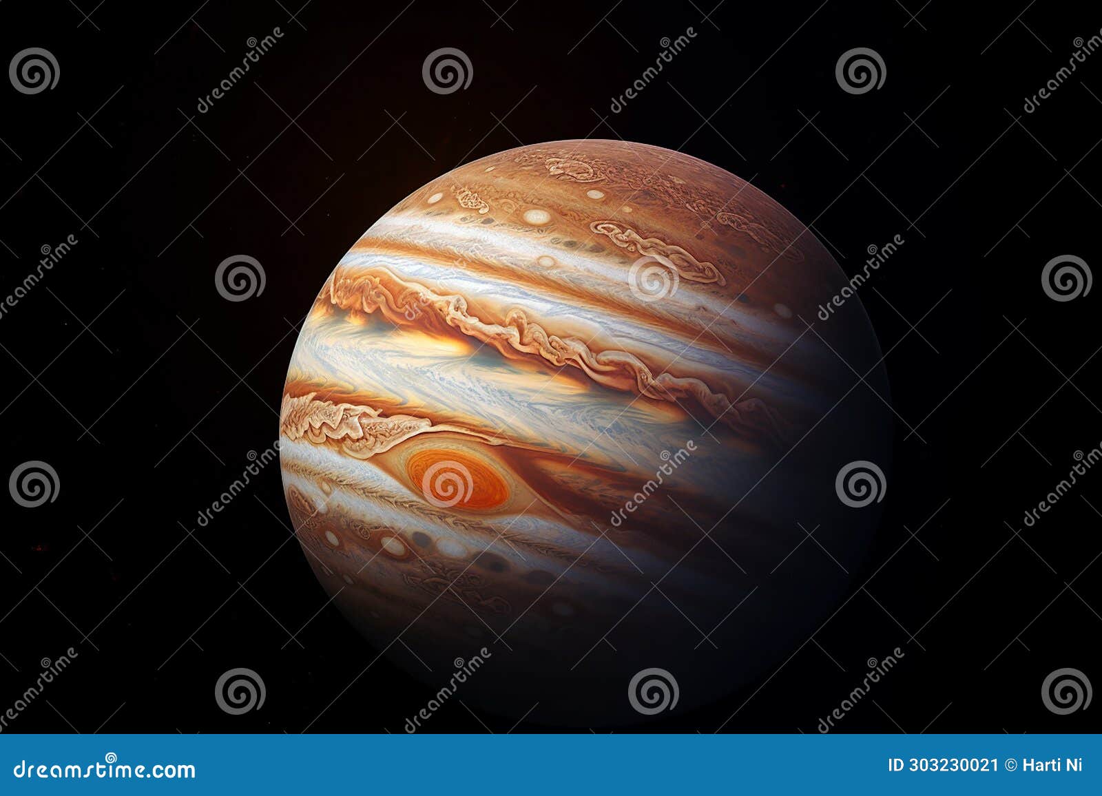 Generative AI Image of Planet Jupiter in Outer Space with Black ...