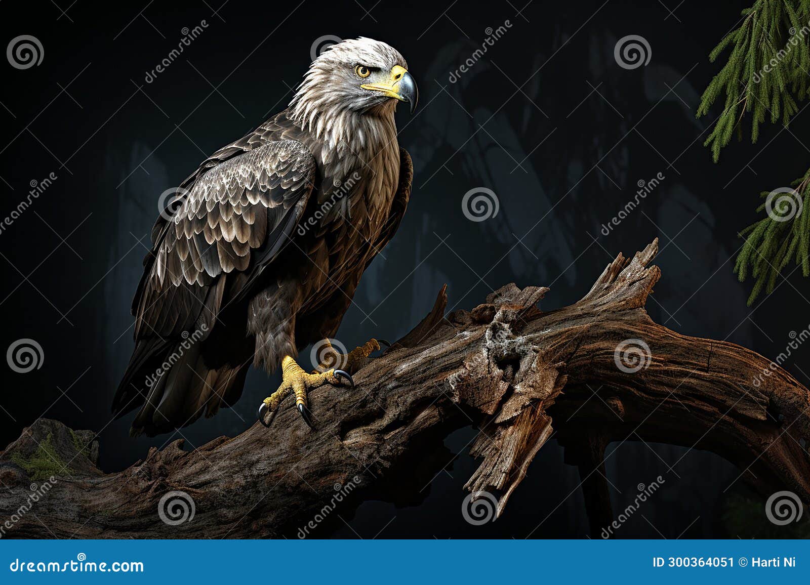 Generative AI Image of Predator Animal Eagle Standing on a Tree Trunk ...