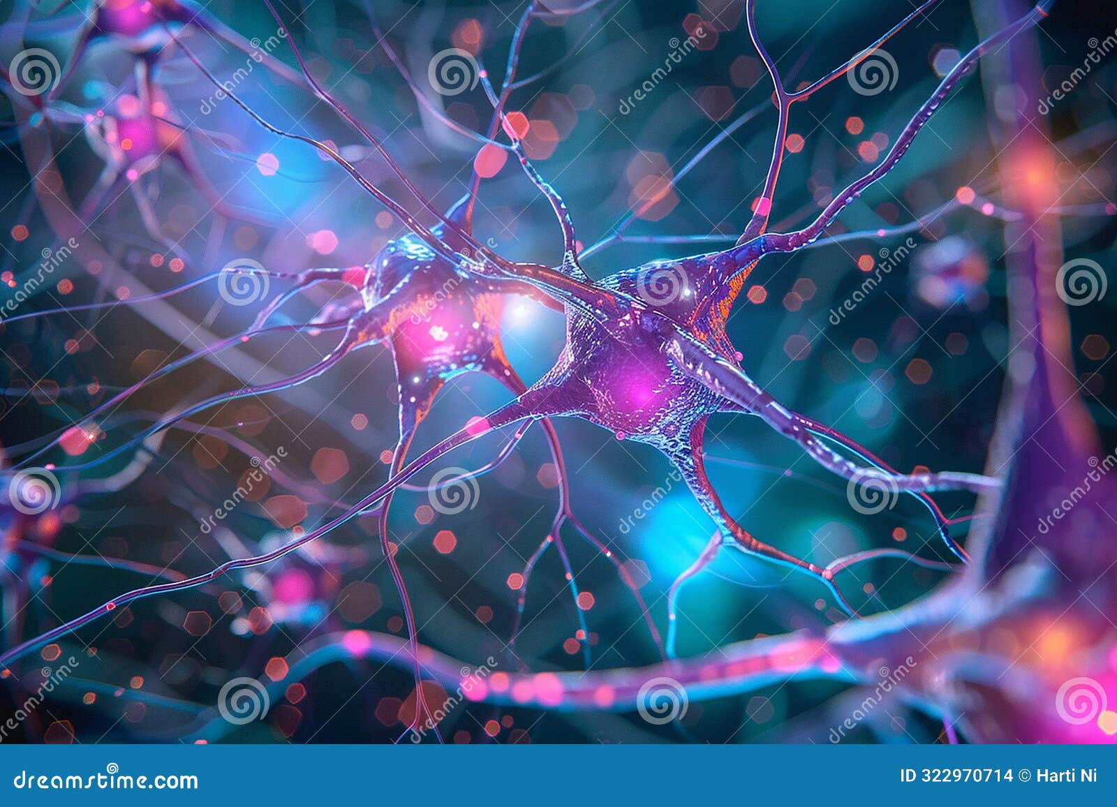 Generative AI Image of Purple Cell of Connected Neural Nerve Network ...