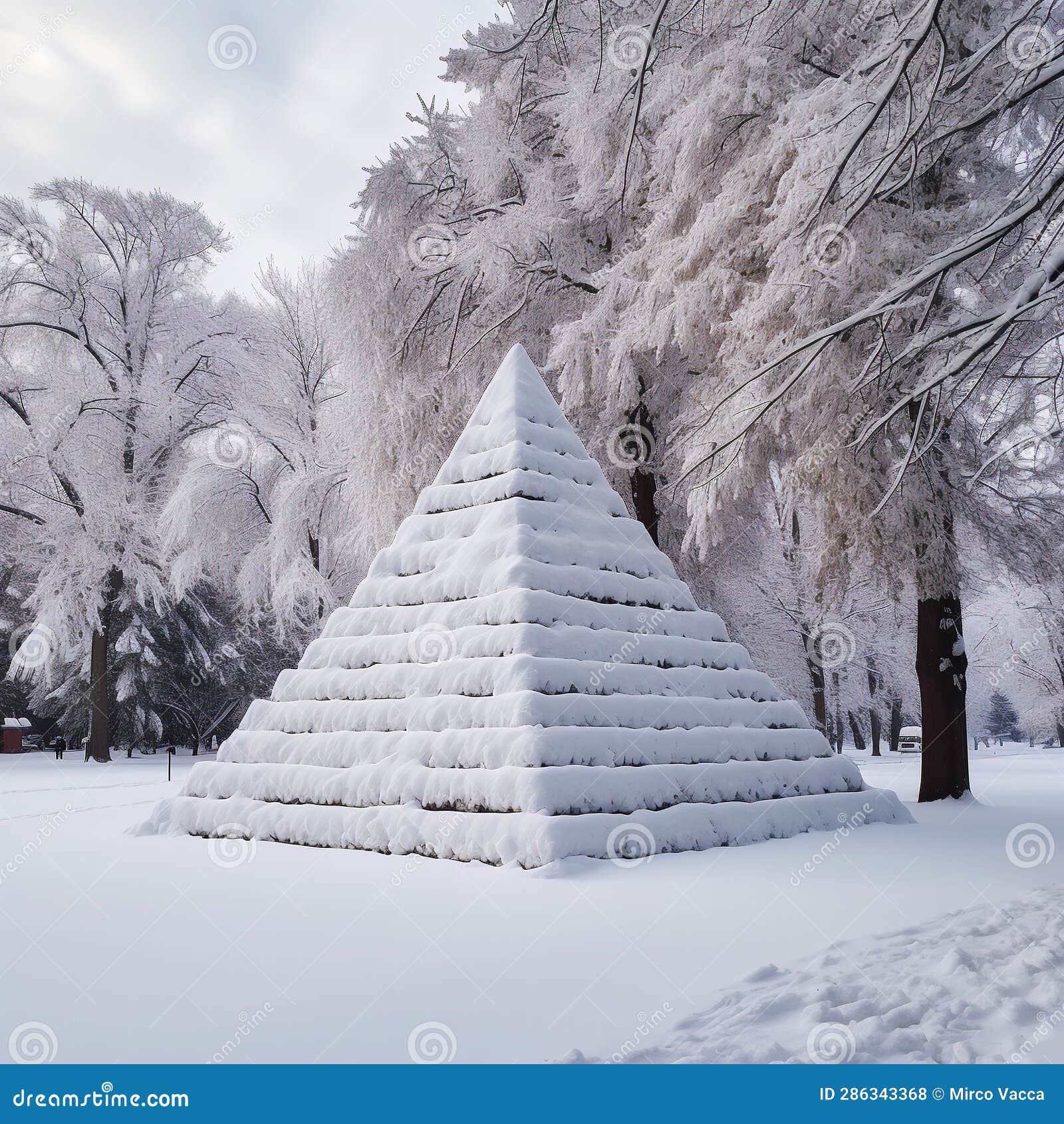 Generative AI Image of a Pyramid Covered in Snow Stock Illustration ...