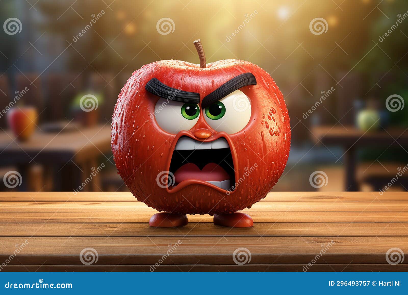 Generative AI Image of Red Apple Fruit Cartoon Character with Screaming ...