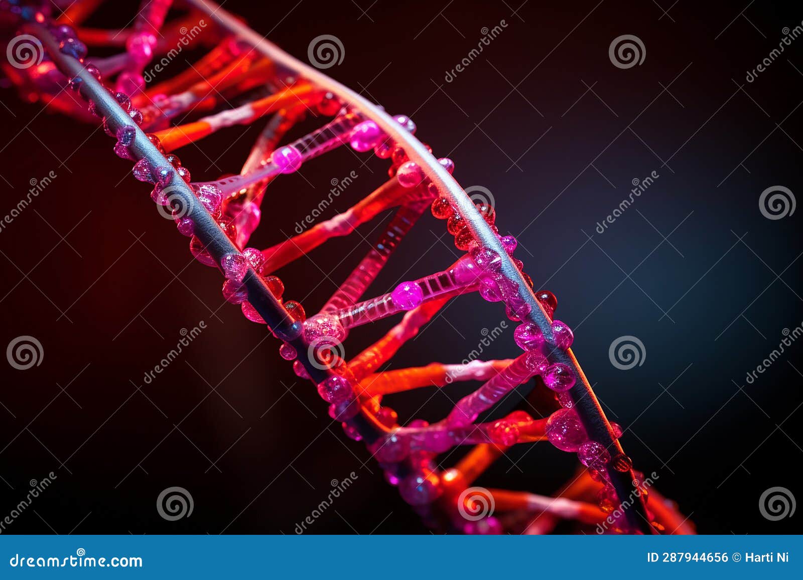 Generative AI Image of Red Colored DNA Gene Helix Molecule Structure on ...