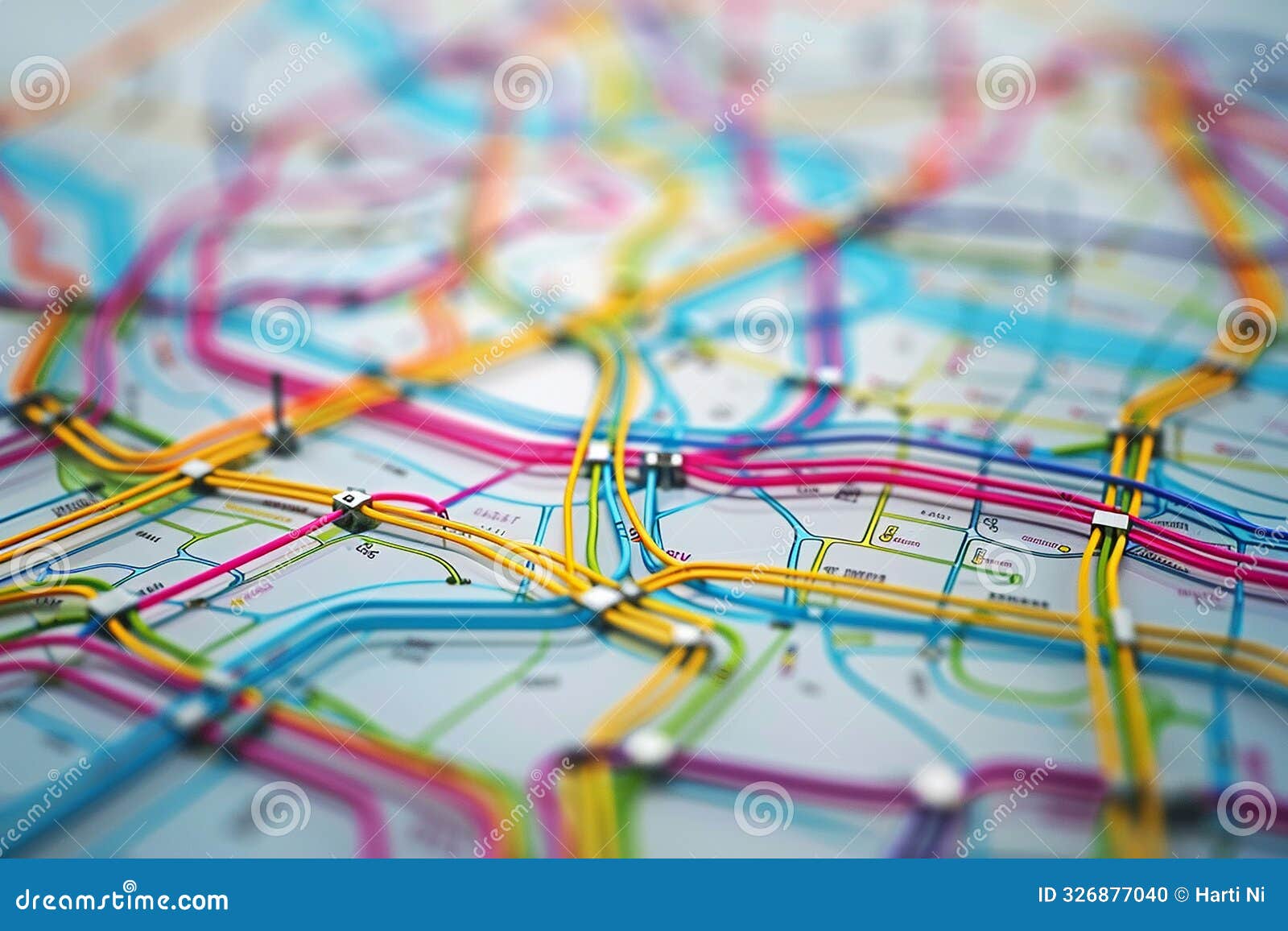 Generative AI Image of Road Train Traffic Map with Colorful Cable ...