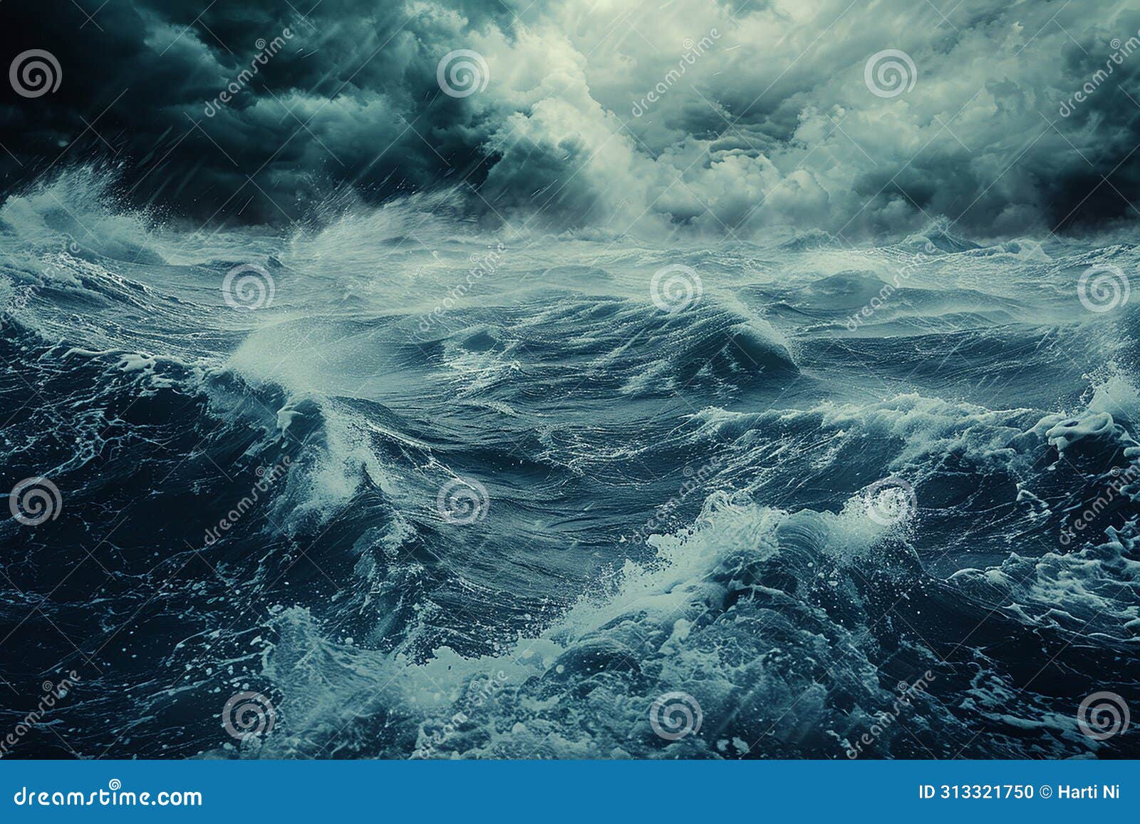 Generative AI Image of Scary Storm Waves in Sea Ocean during Rain Stock ...