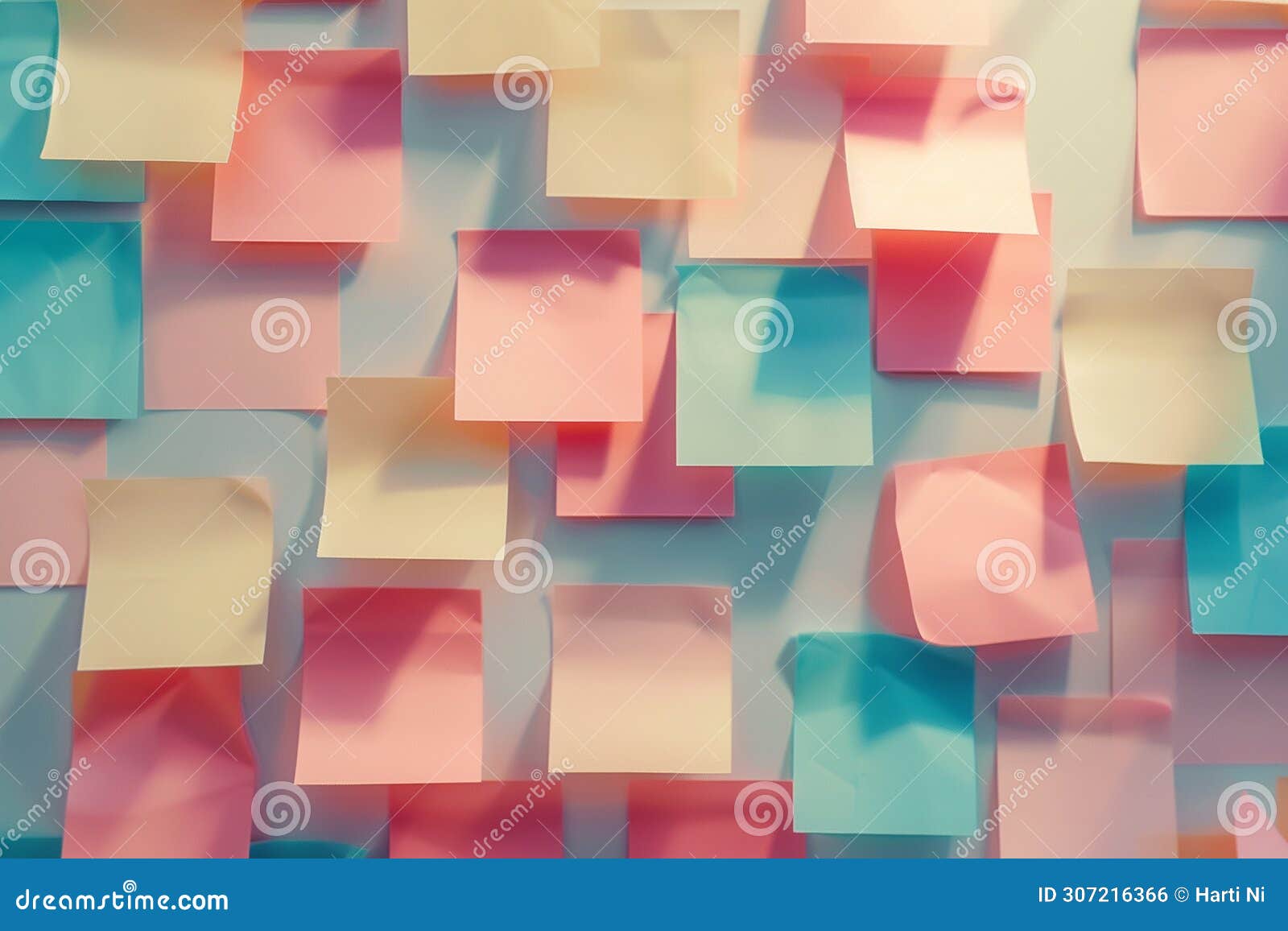 Generative AI Image of Sheets of Blank Pastel Sticky Notes Sticked on ...