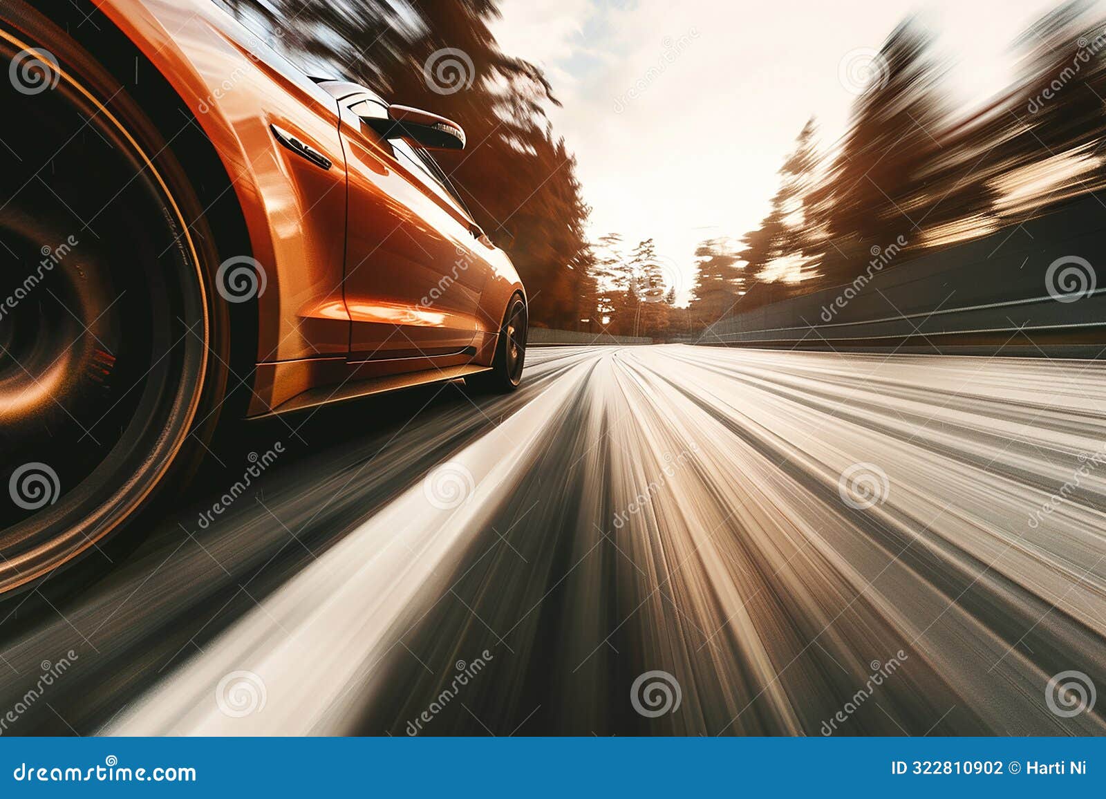 Generative AI Image of Side View of Red Car is Moving Very Fast on the ...