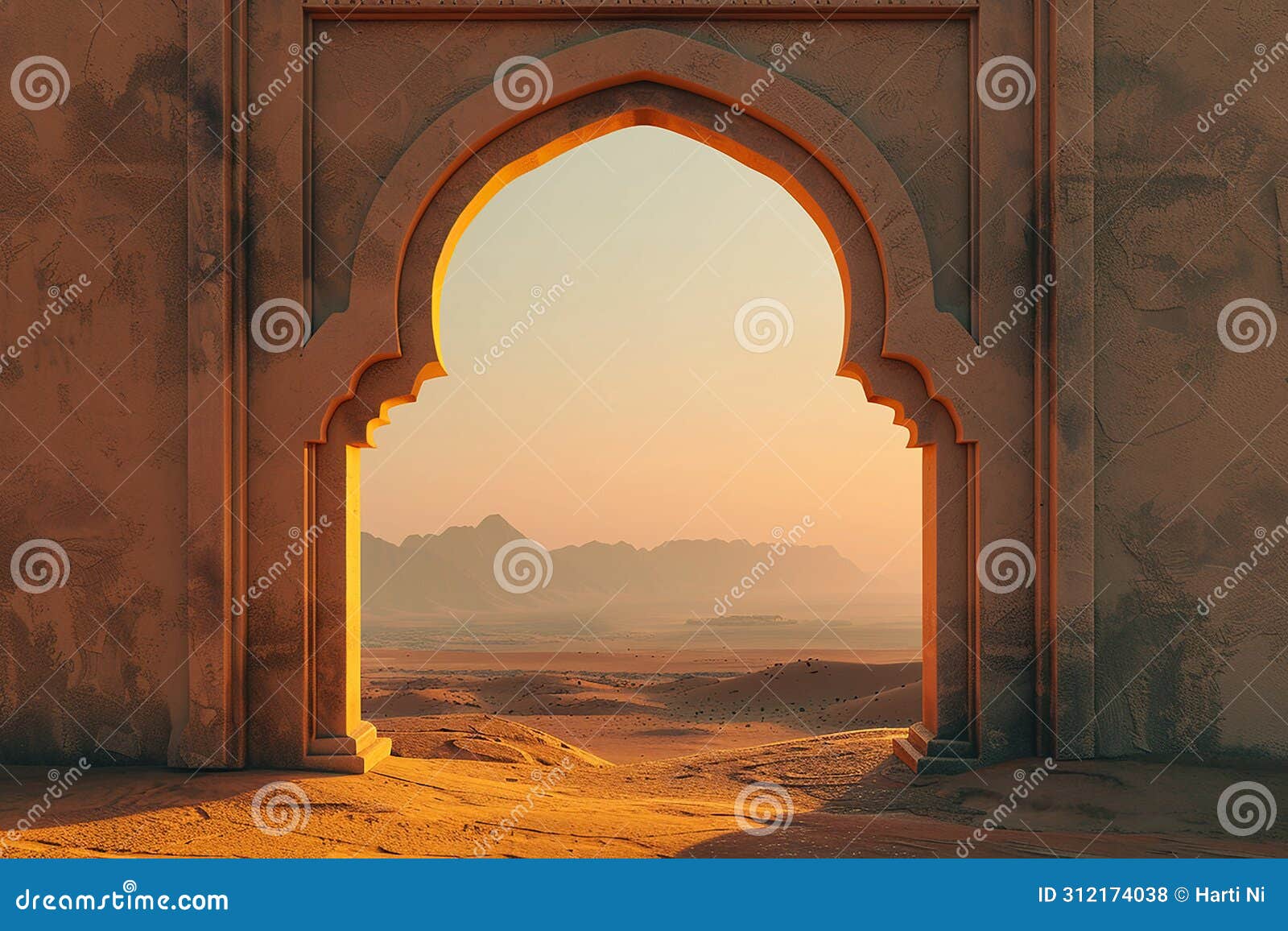 Generative AI Image of Simple Frame of Entrance Gate with Desert View ...