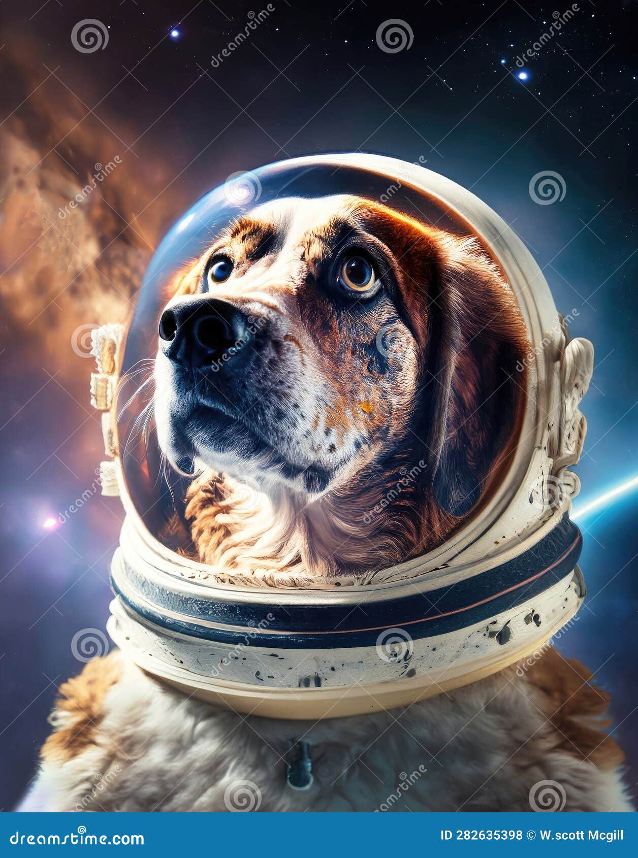 Generative AI Image of Space Dog in Outer Space Stock Illustration ...