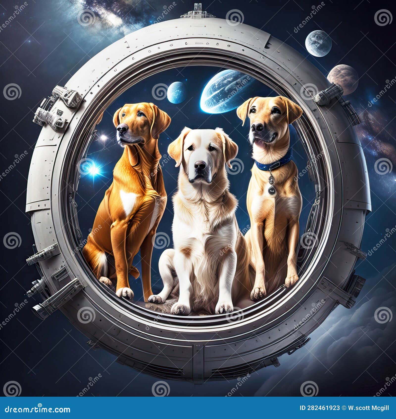 Generative AI Image of Space Dogs Stock Illustration - Illustration of ...