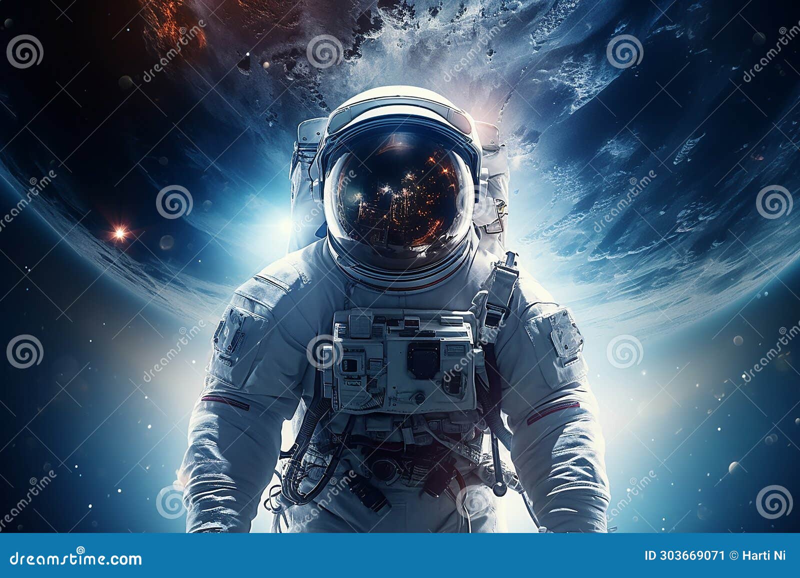 Generative AI Image of Spaceman Astronaut Exploring Outer Space with ...