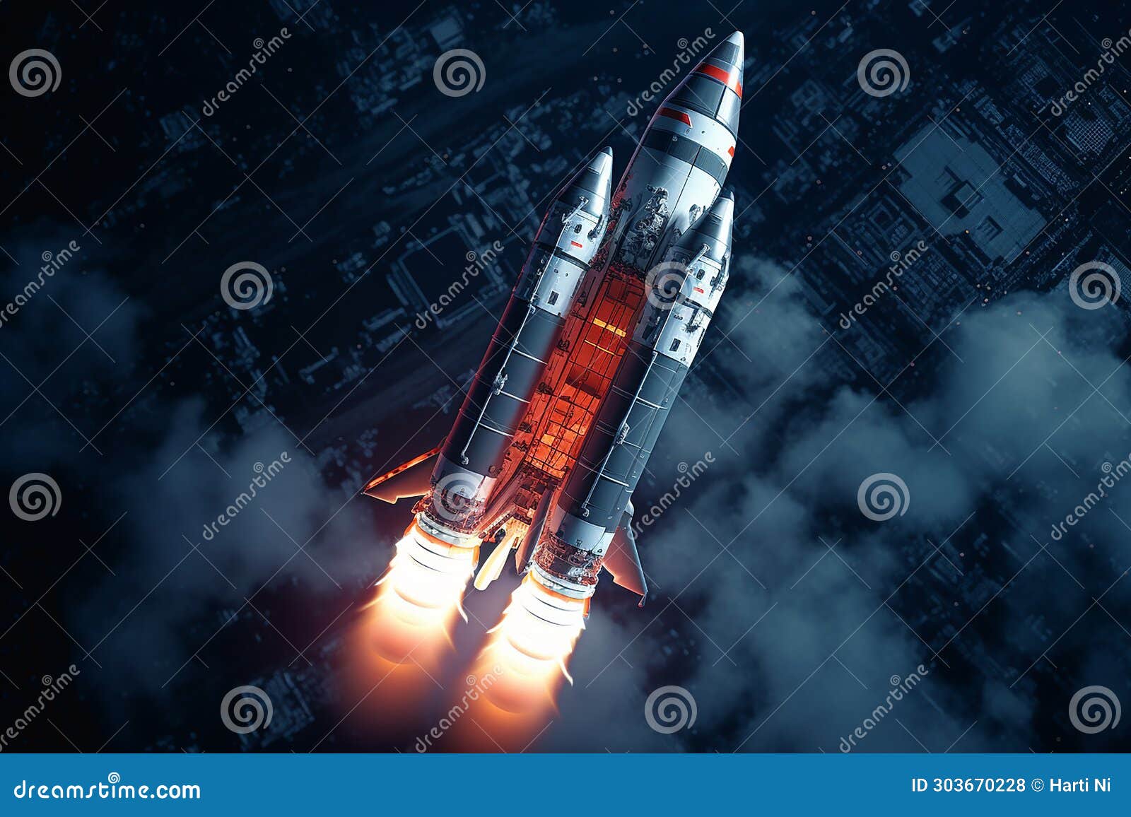 Generative AI Image Of Spaceship Rocket Flying In The Air With ...