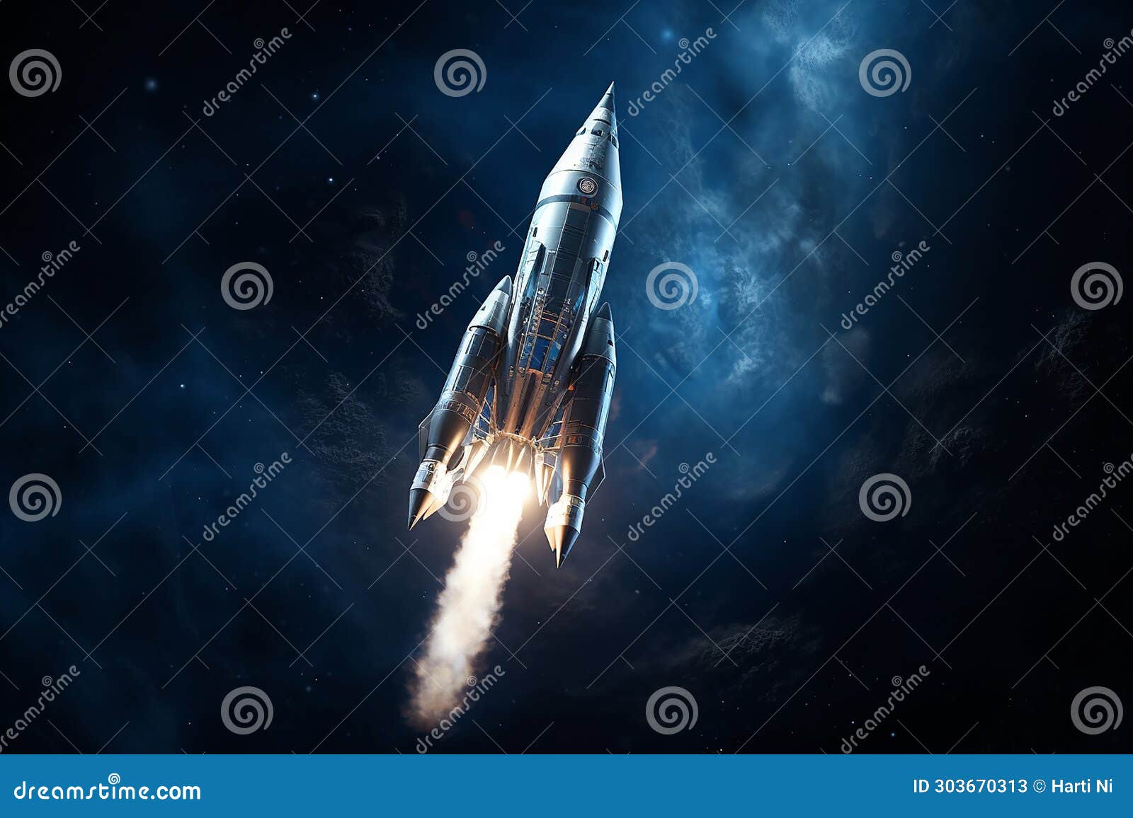 Generative AI Image Of Spaceship Rocket Journey To Outer Space Royalty ...
