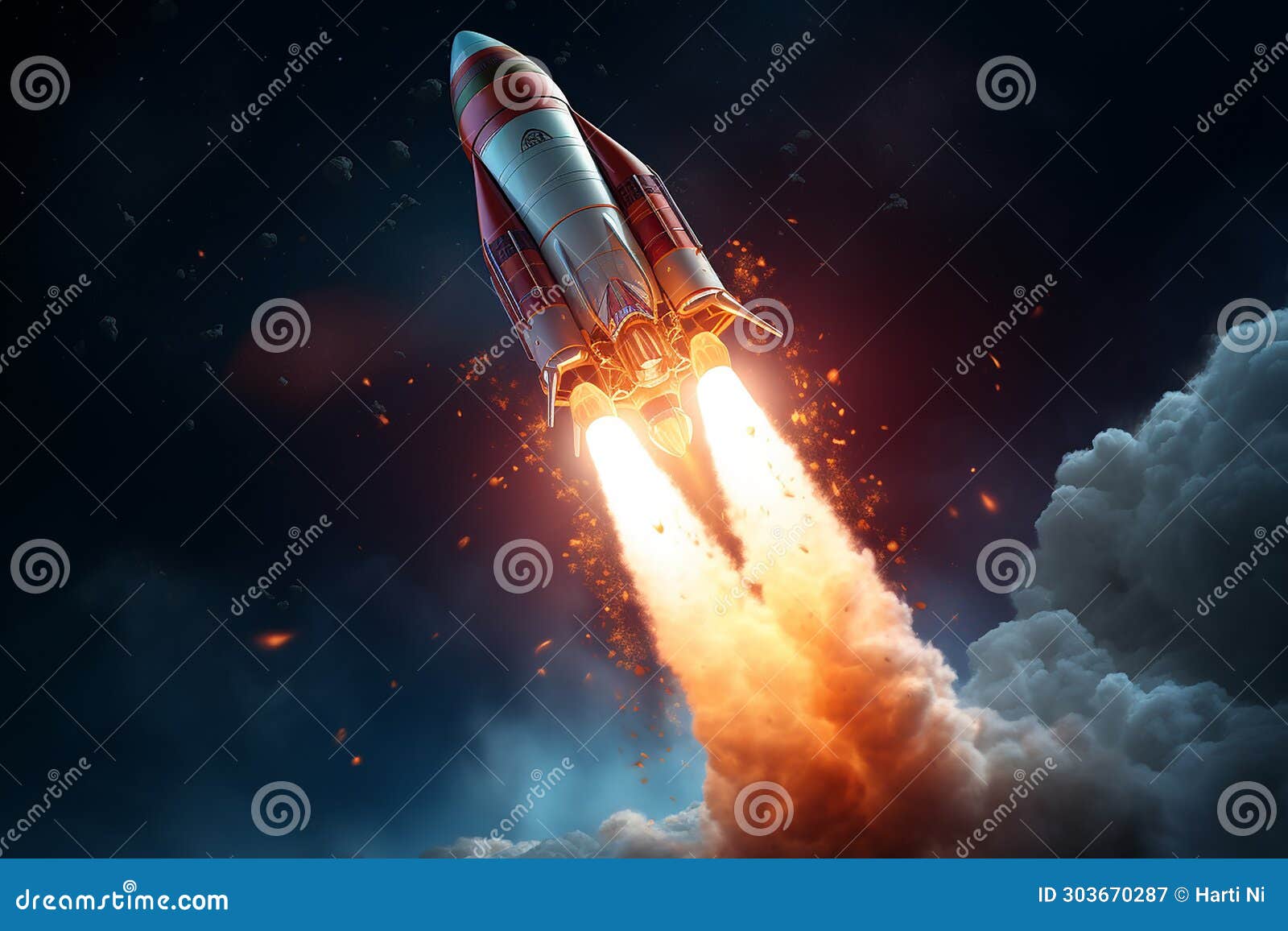 Generative AI Image of Spaceship Rocket Journey To Outer Space with ...