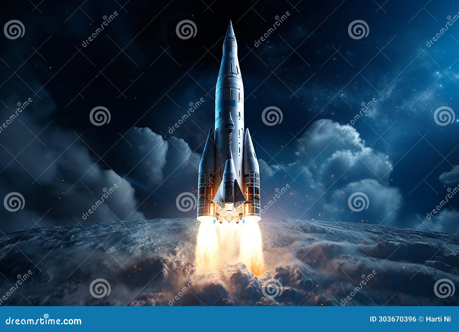 Generative AI Image Of Spaceship Rocket Launching In Outer Space With ...