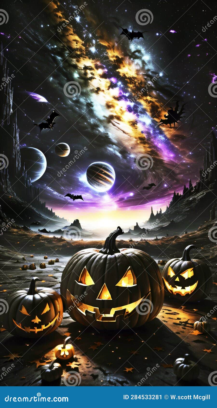 Generative AI Image of a Scary Halloween Night Stock Illustration ...