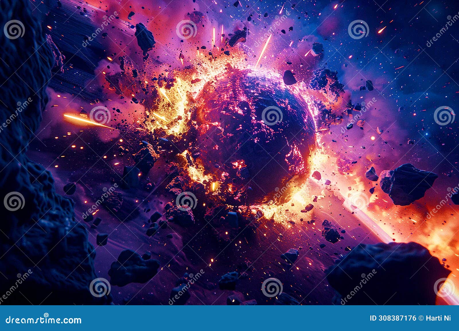 Generative AI Image of Terrible Explosion from Meteor Hits a Planet in ...