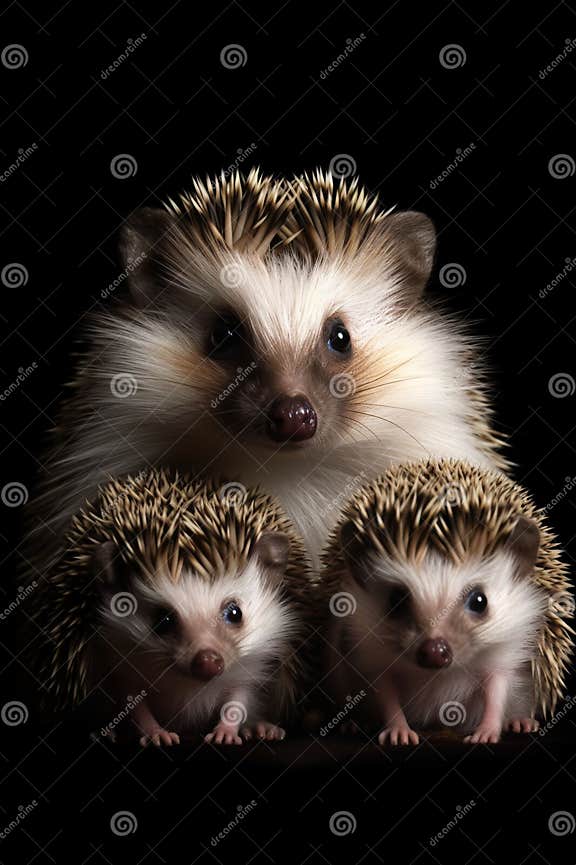Generative AI Image of Three Hedgehogs Stock Illustration ...