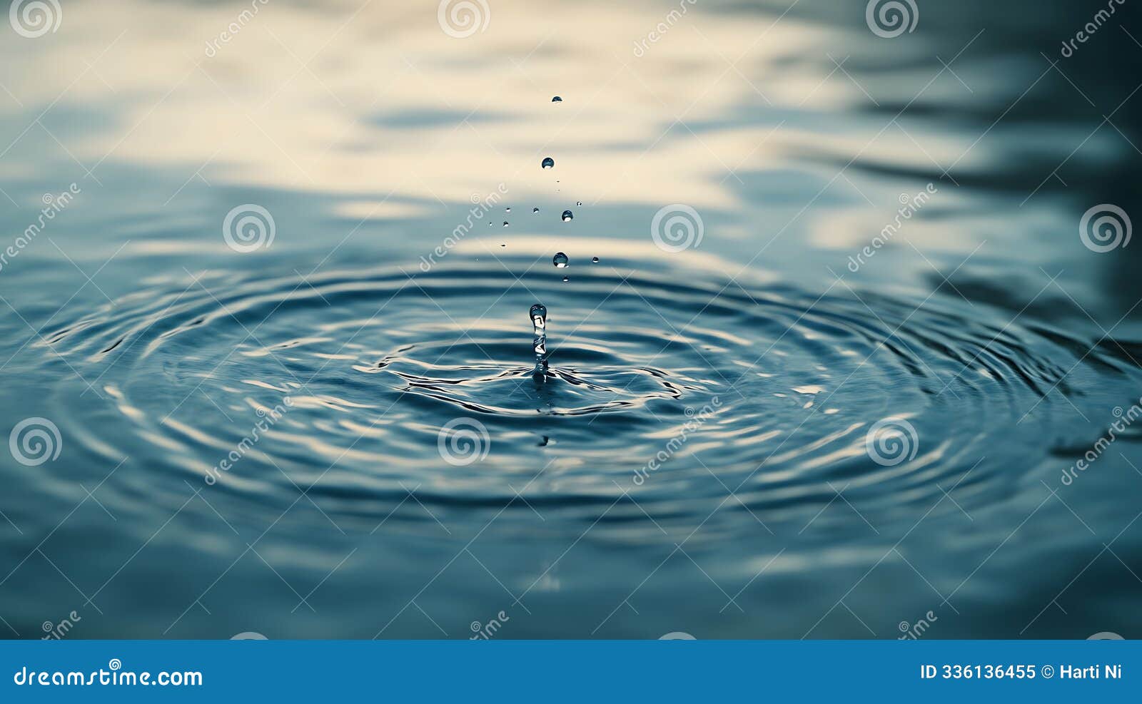 Generative AI Image of Tranquil Calm Water Drop Fall Ripple Nature with ...