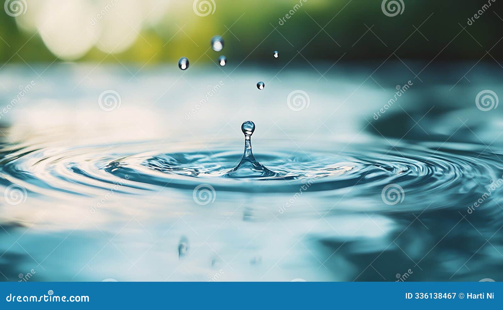 Generative AI Image of Tranquil Calm Water Drop Fall Ripple Nature with ...