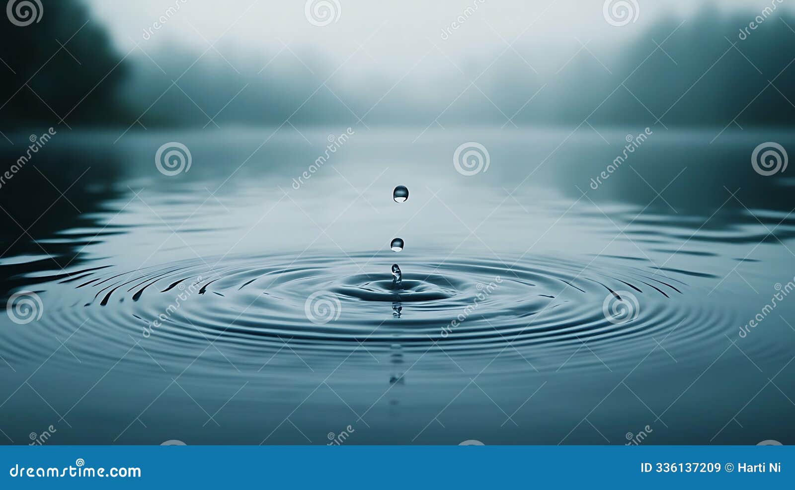 Generative AI Image of Tranquil Calm Water Drop Fall Ripple Nature with ...