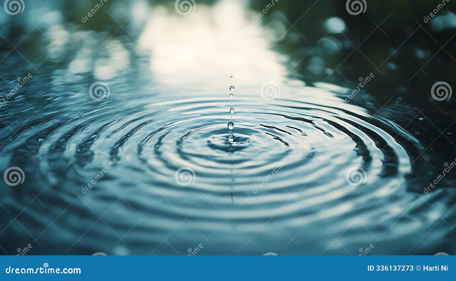Generative AI Image of Tranquil Calm Water Drop Fall Ripple Nature with ...