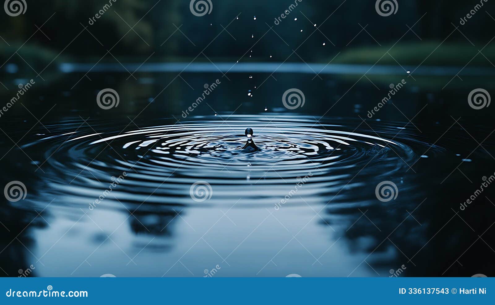 Generative AI Image of Tranquil Calm Water Drop Fall Ripple Nature with ...