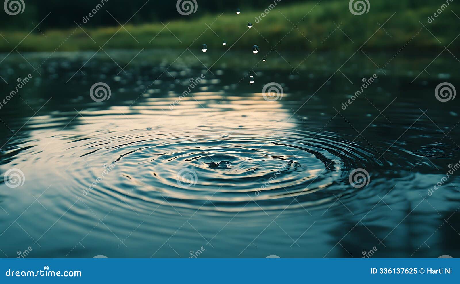 Generative AI Image of Tranquil Calm Water Drop Fall Ripple Nature with ...