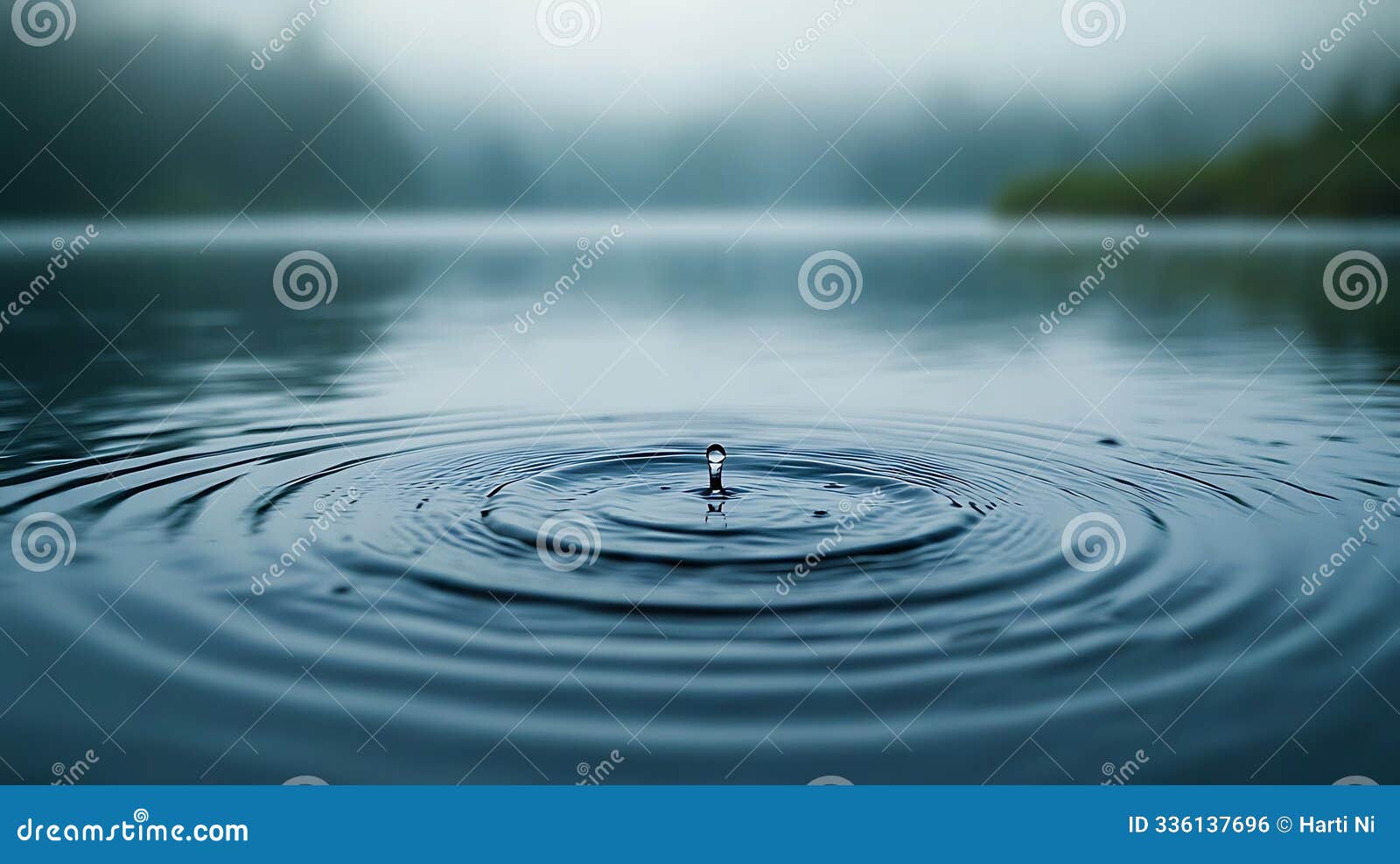 Generative AI Image of Tranquil Calm Water Drop Fall Ripple Nature with ...