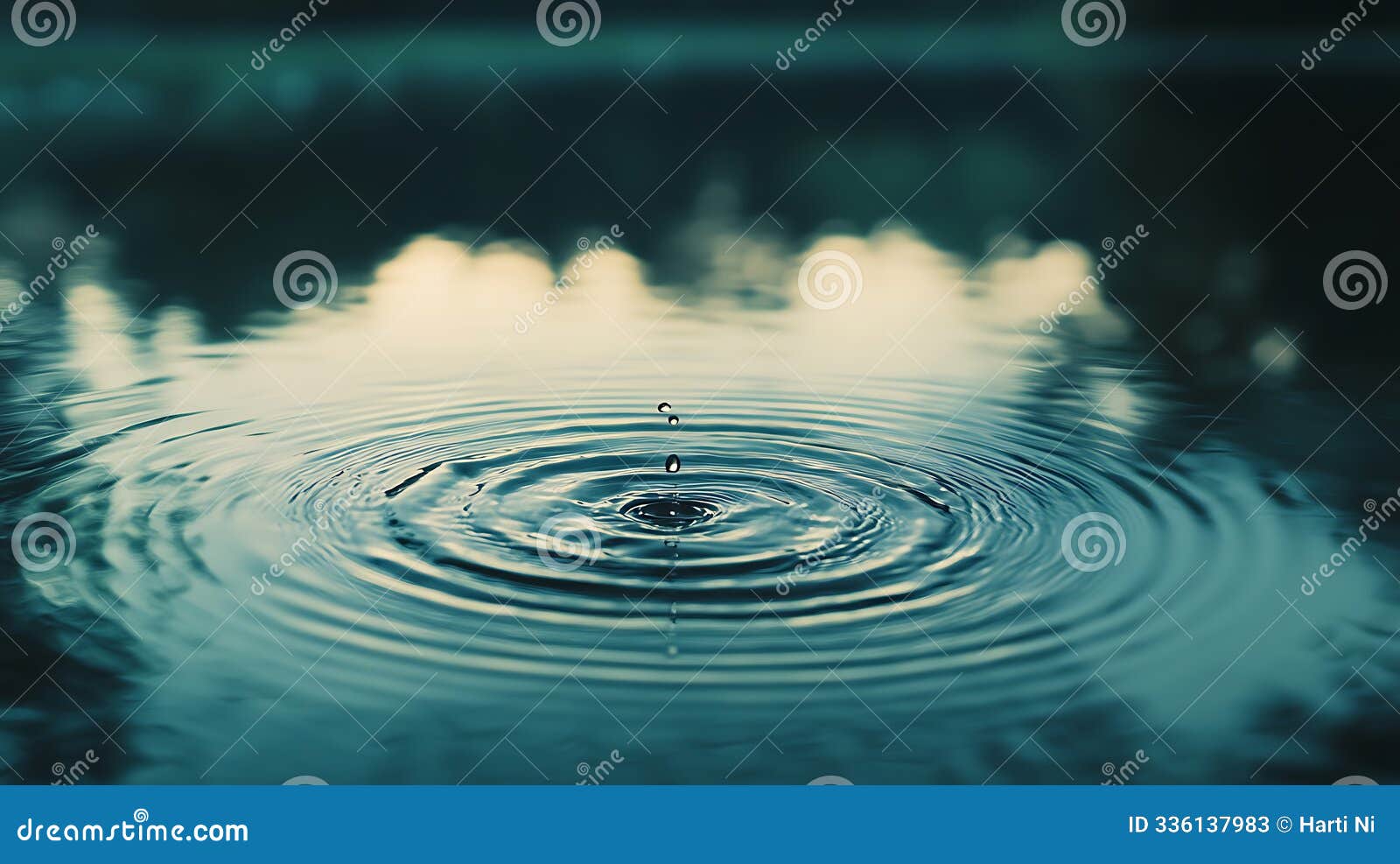 Generative AI Image of Tranquil Calm Water Drop Fall Ripple Nature with ...