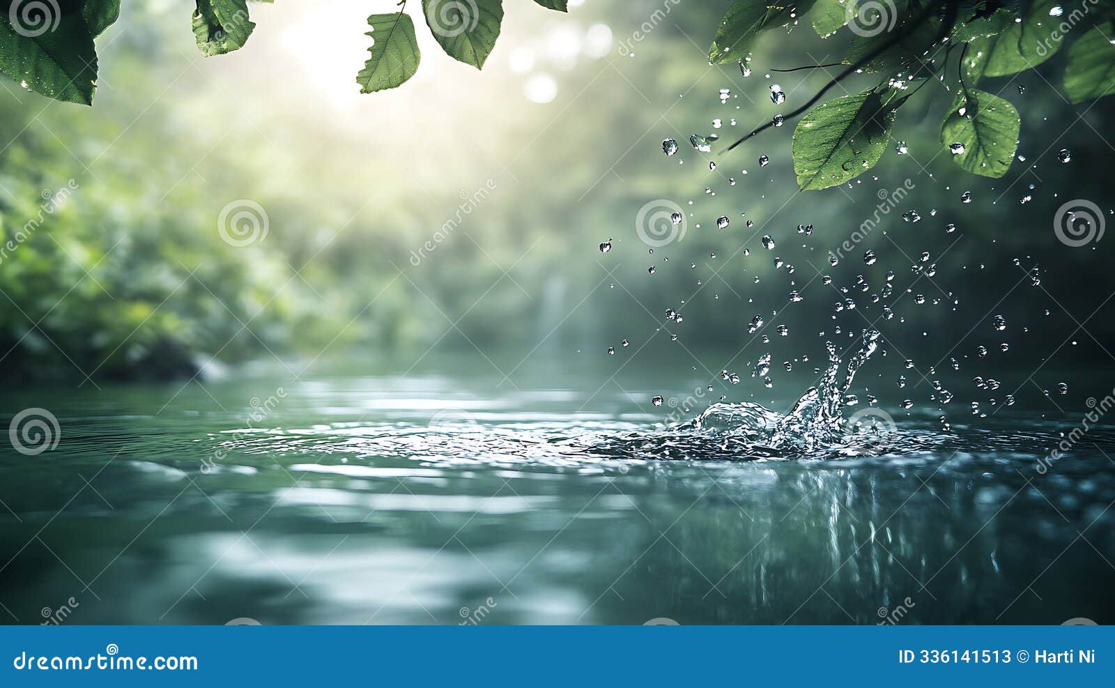 Generative AI Image of Tranquil Water Stream Flow at River Drain Bright ...