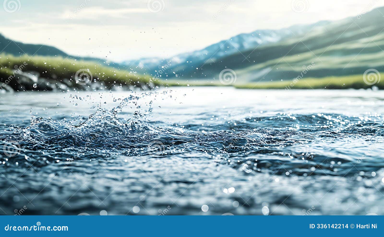 Generative AI Image of Tranquil Water Stream Flow at River Drain Bright ...