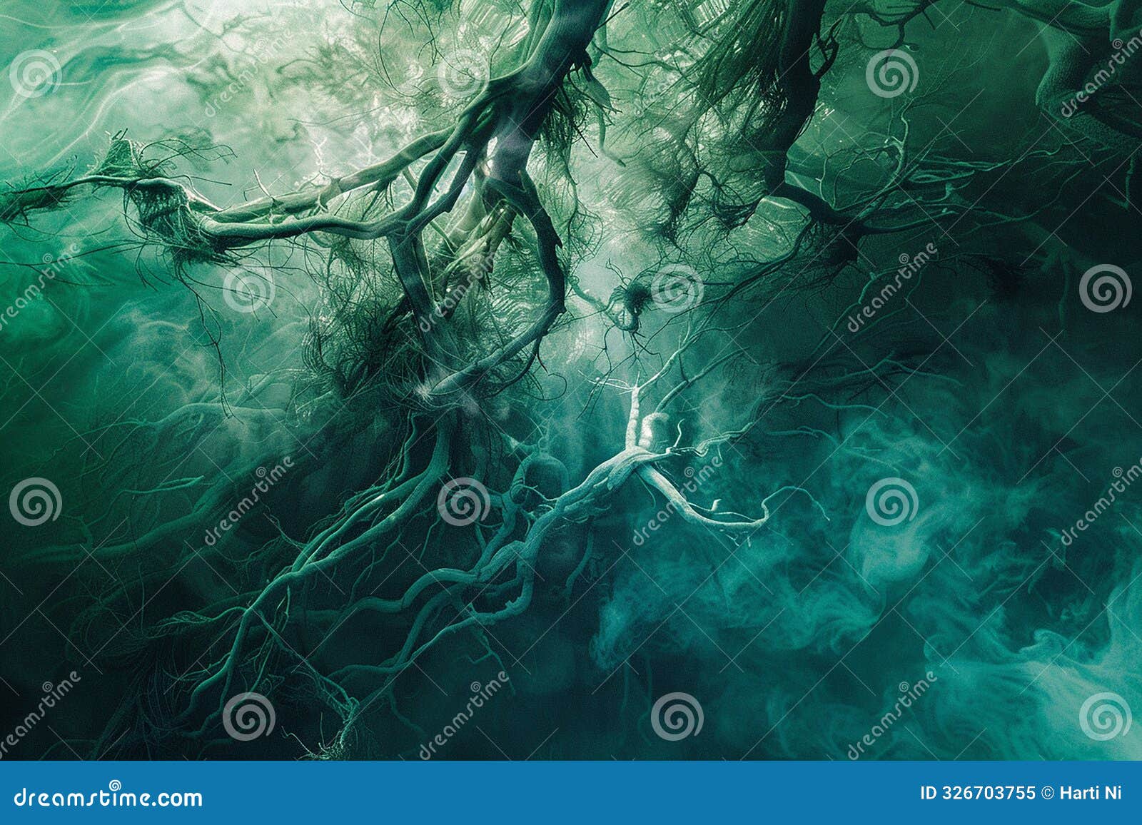 Generative AI Image of Tree Roots Inside Lake River Wallpaper Stock ...