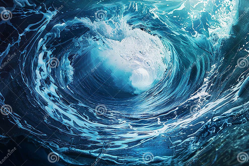 Generative AI Image of Vortex Split View of Blue Ocean Waters Wallpaper ...