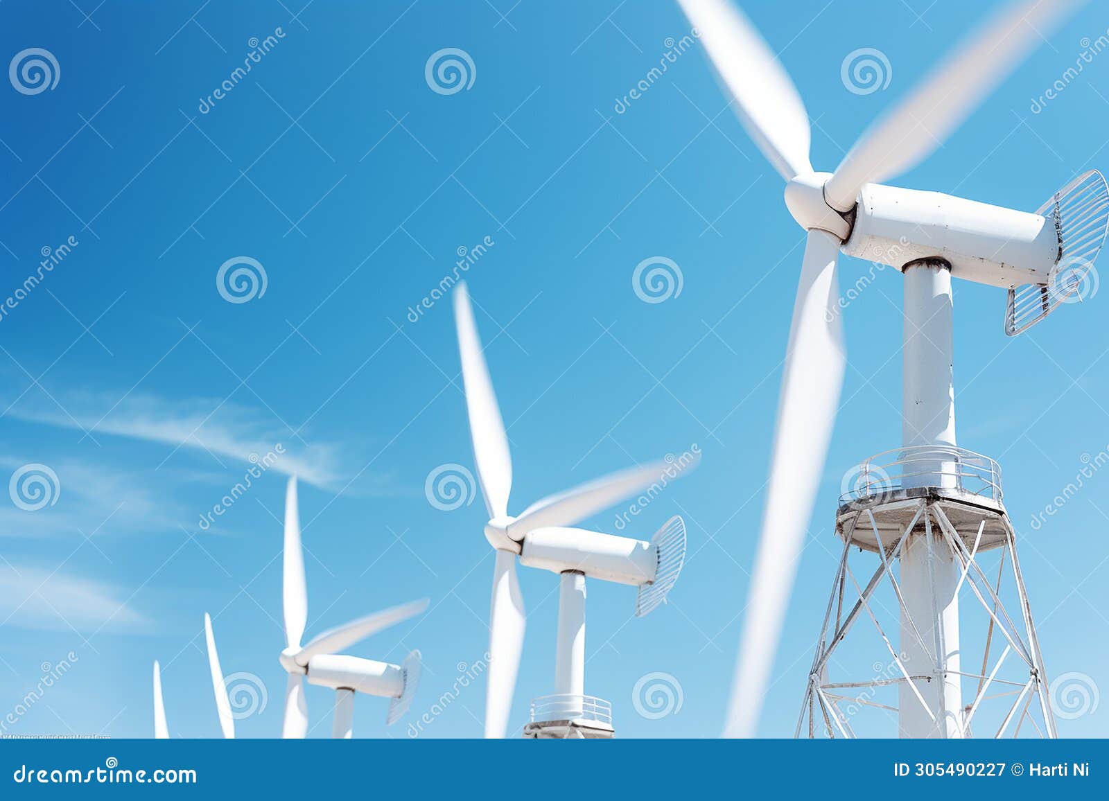 Generative AI Image of White Windmills for Wind Power Generation ...