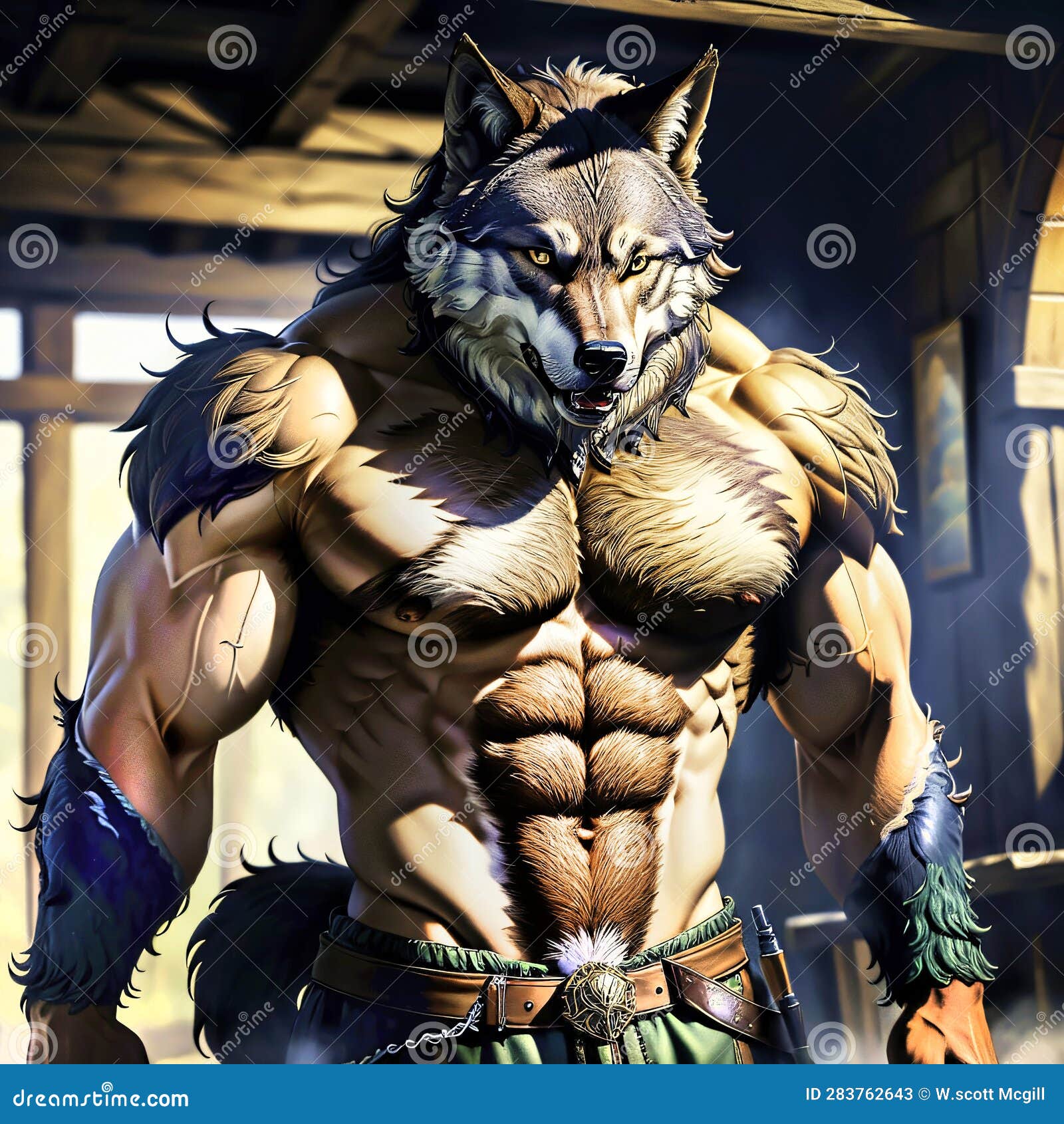 Generative AI Image of Wolf Man Stock Illustration - Illustration of ...