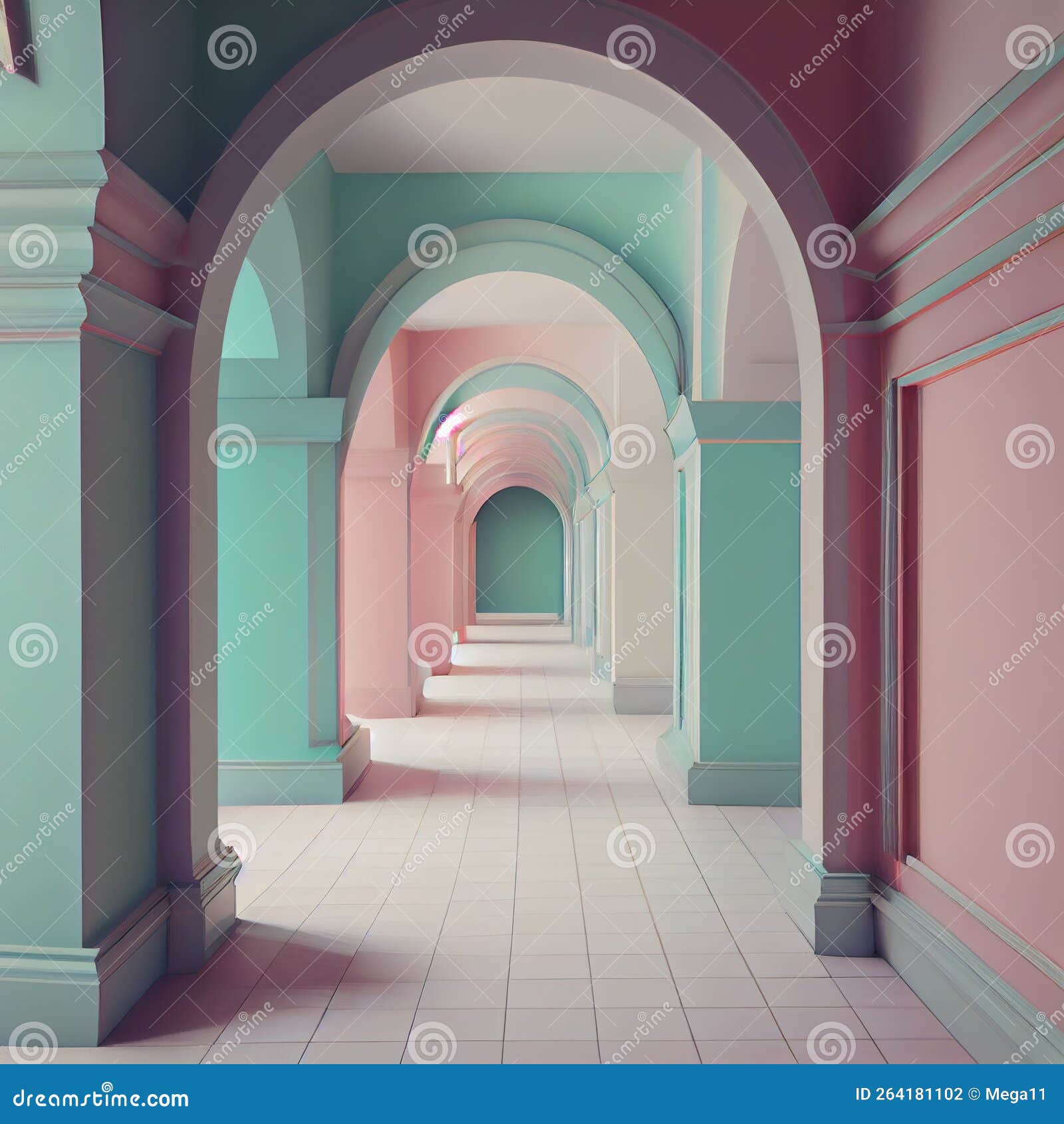 Infinity Corridor Pastel Colors Stock Illustration - Illustration of ...
