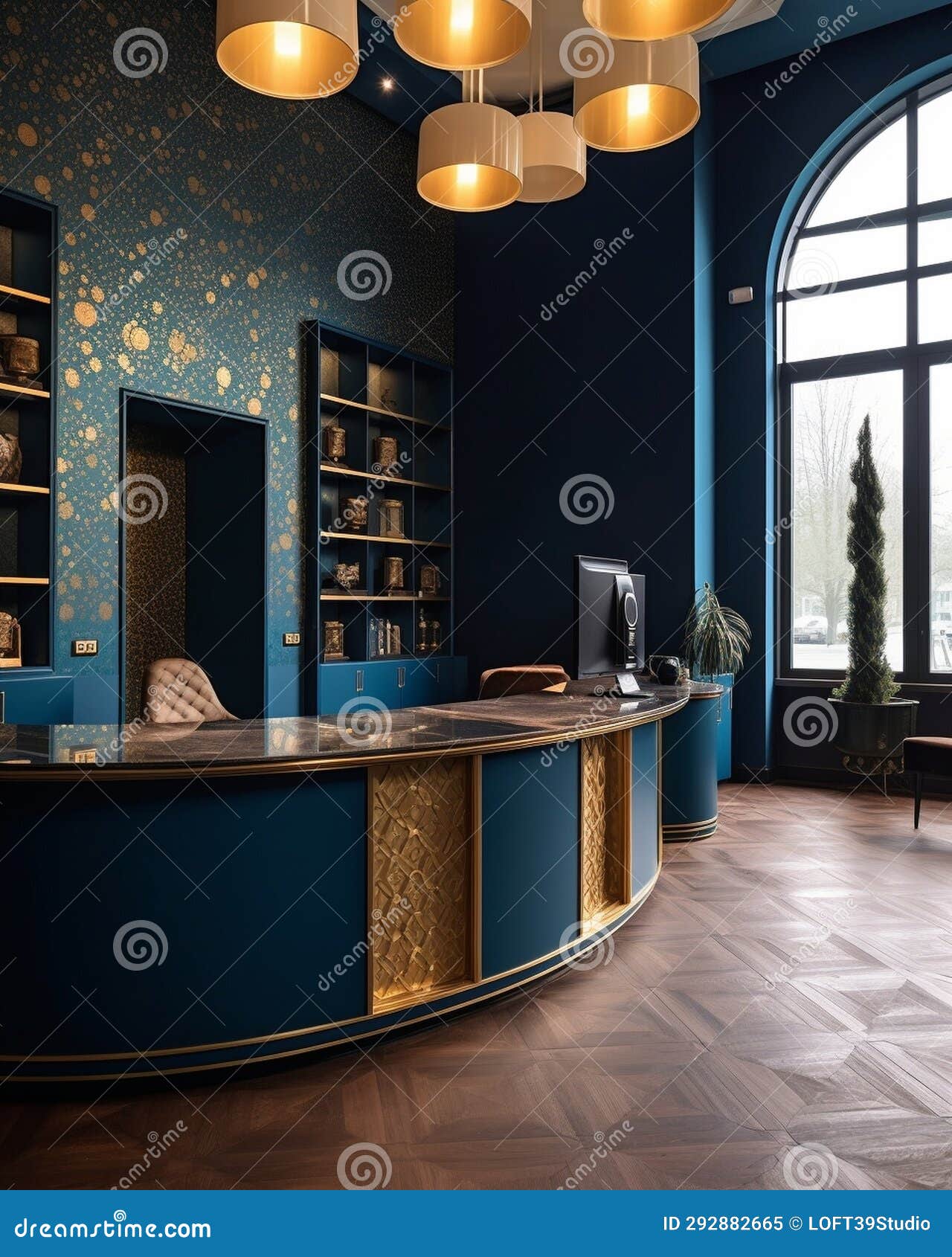 Interior_of_a_exception_room_with_reception_desk_1695522182370_1 Stock ...