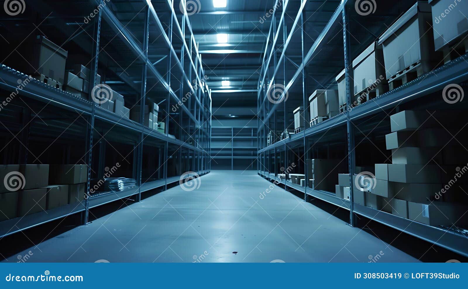 Generative AI Interior of a Very Large Empty Storage Room Business ...